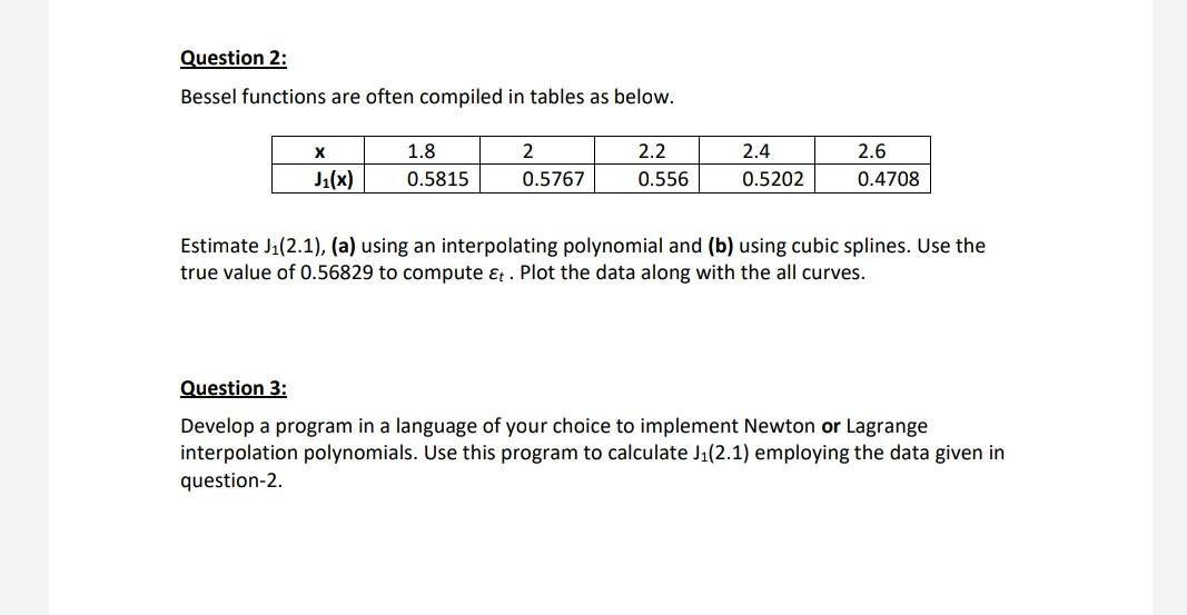 Solved Question 2: Bessel functions are often compiled in | Chegg.com