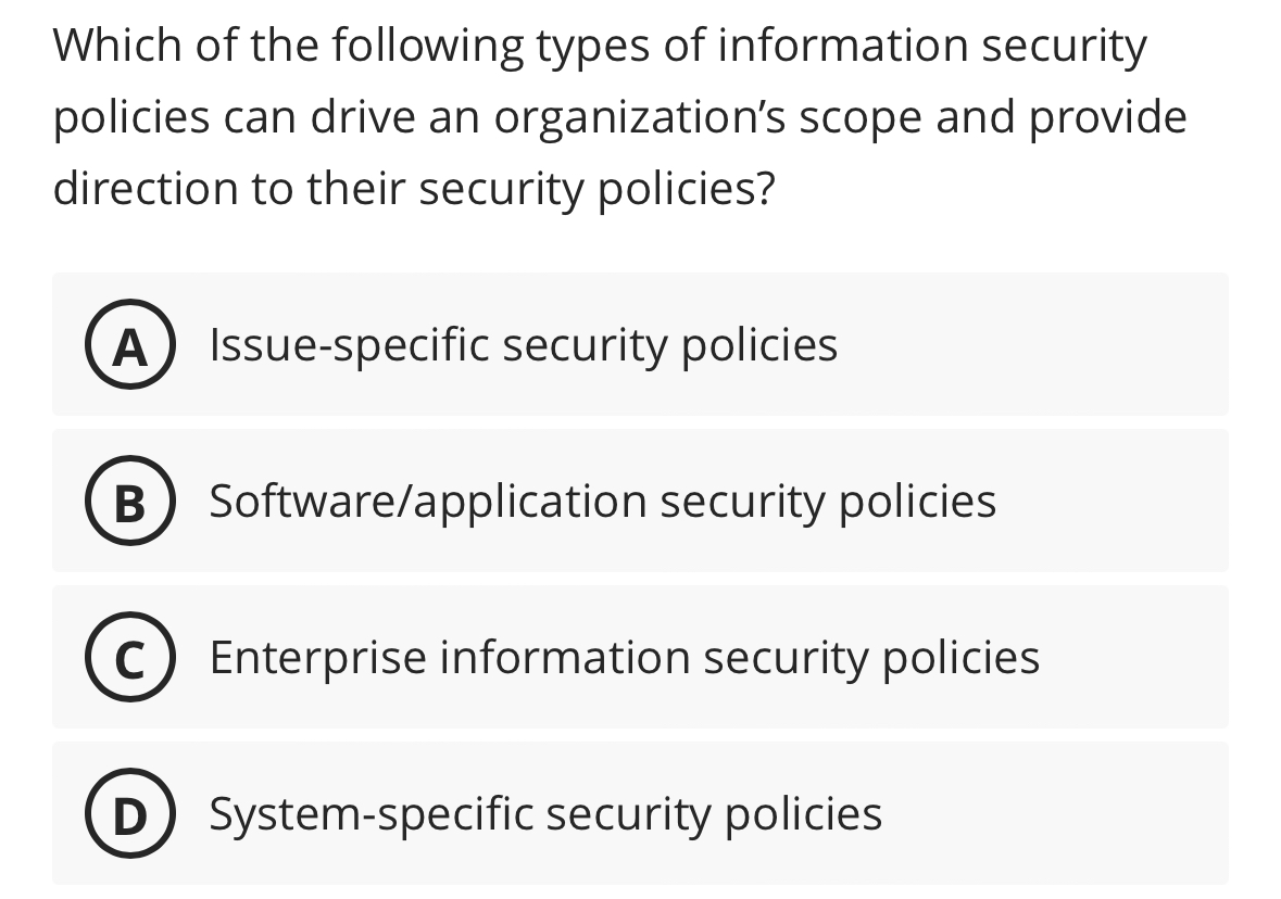 Solved Which of the following types of information security | Chegg.com