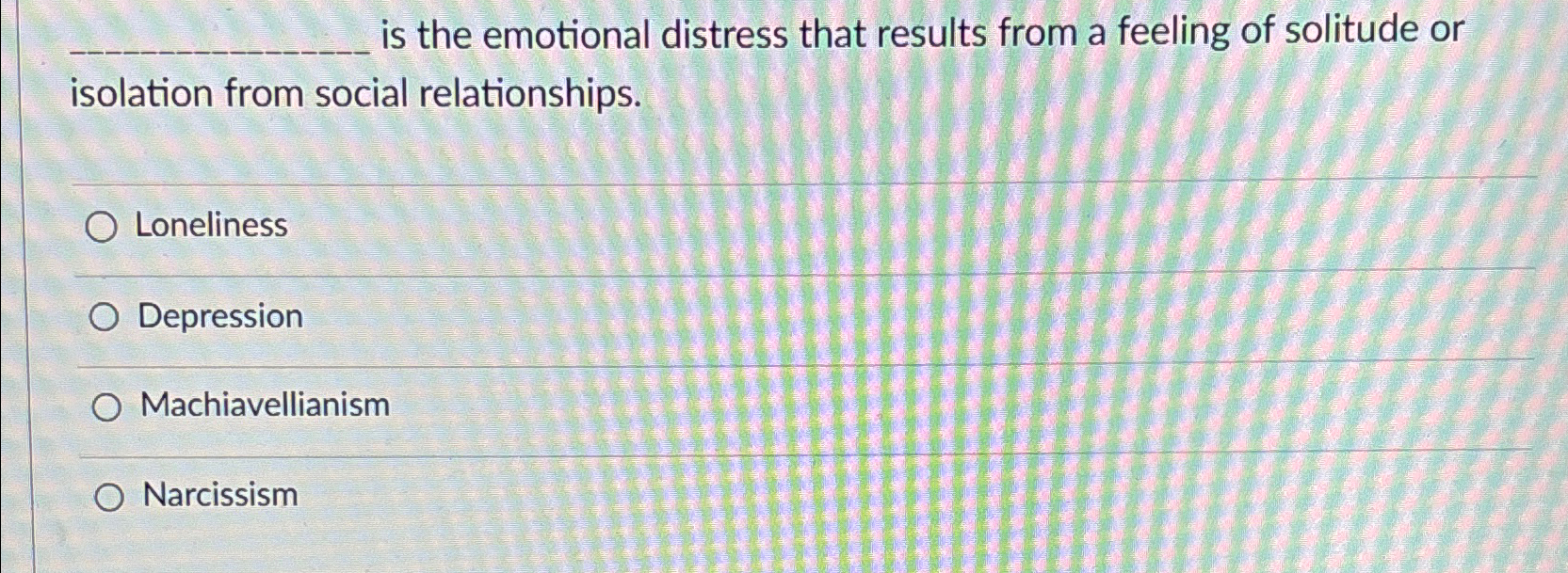 Solved is the emotional distress that results from a feeling | Chegg.com