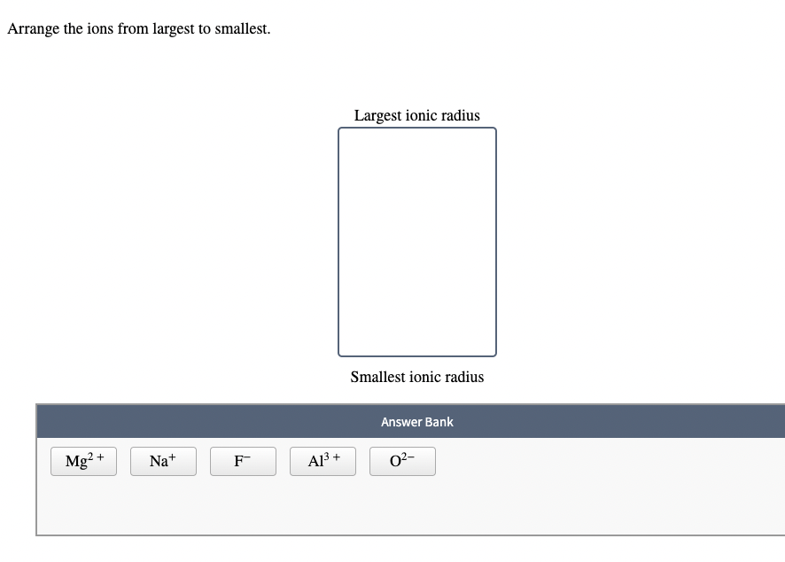 Solved Arrange the ions from largest to smallest.I aroest | Chegg.com