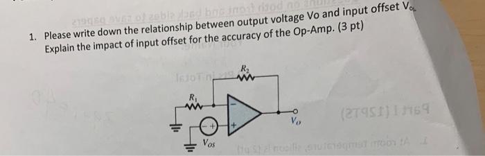 Solved 1. Please write down the relationship between output | Chegg.com