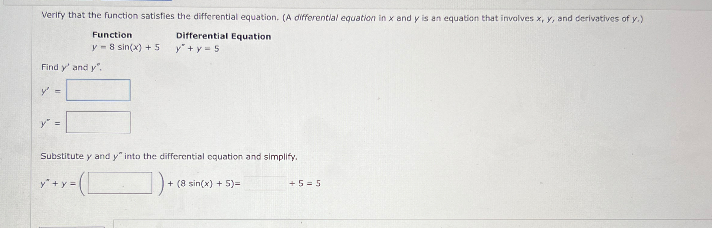 Solved Verify that the function satisfies the differential | Chegg.com