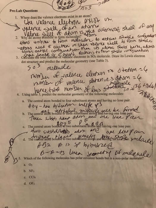 Solved hou =3 Pre-Lab Questions 1. Where does the valence | Chegg.com