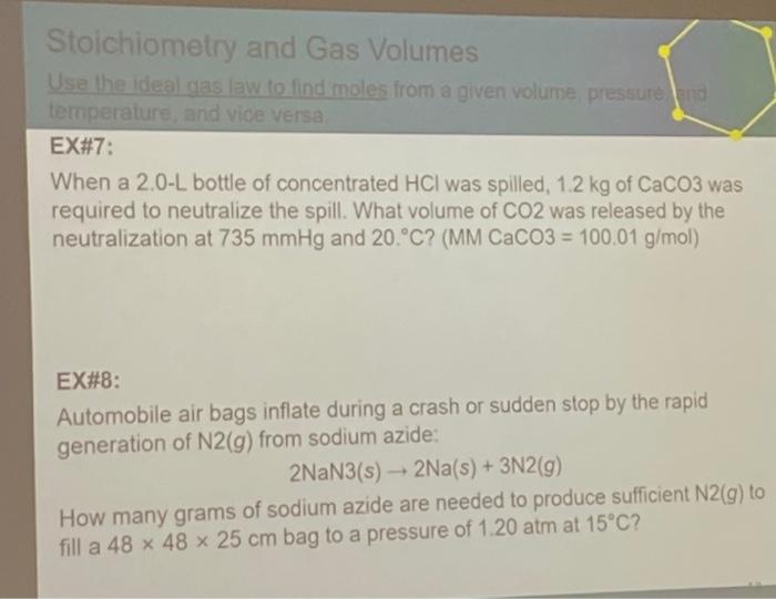 Solved Stoichiometry and Gas Volumes Use the ideal gas law | Chegg.com