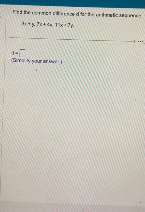 Solved Find the common difference d for the arithmetic | Chegg.com
