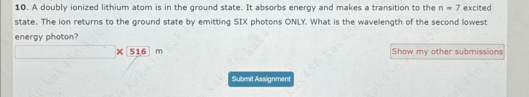Solved A doubly ionized lithium atom is in the ground state. | Chegg.com