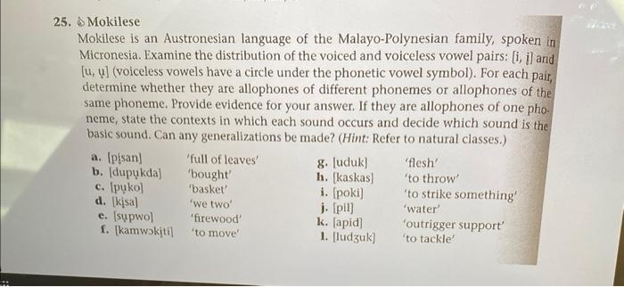 25. ¿Mokilese Mokilese is an Austronesian language of | Chegg.com