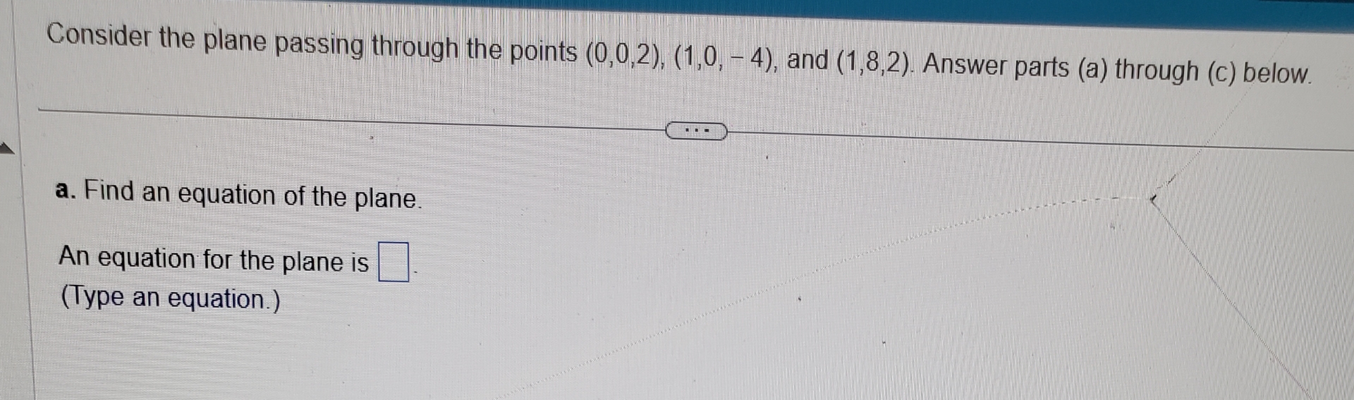 Solved Consider the plane passing through the points | Chegg.com