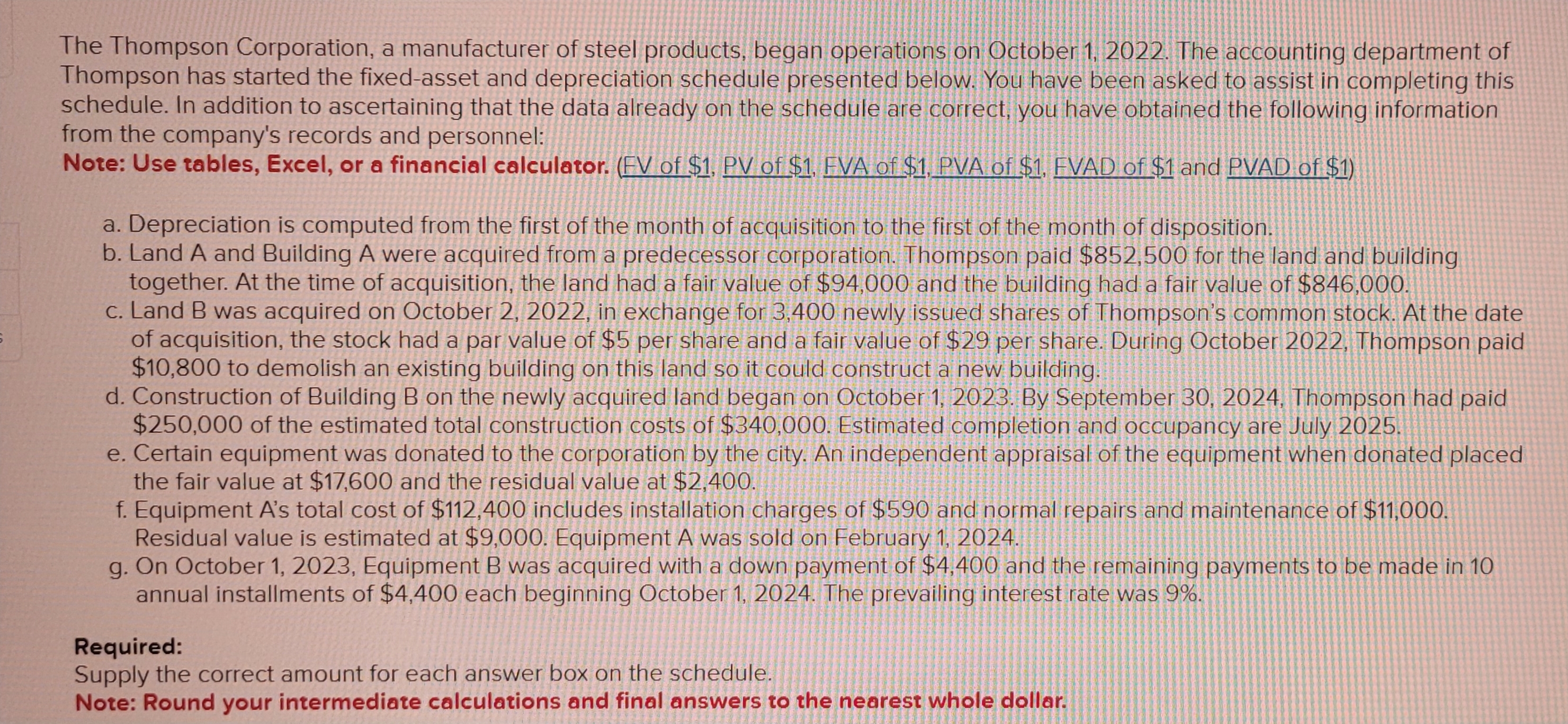 Solved Required:Supply the correct amount for each answer | Chegg.com