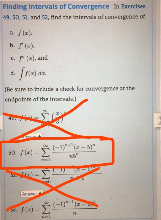 Solved Finding Intervals of Convergence In Exercises 49, 50, | Chegg.com