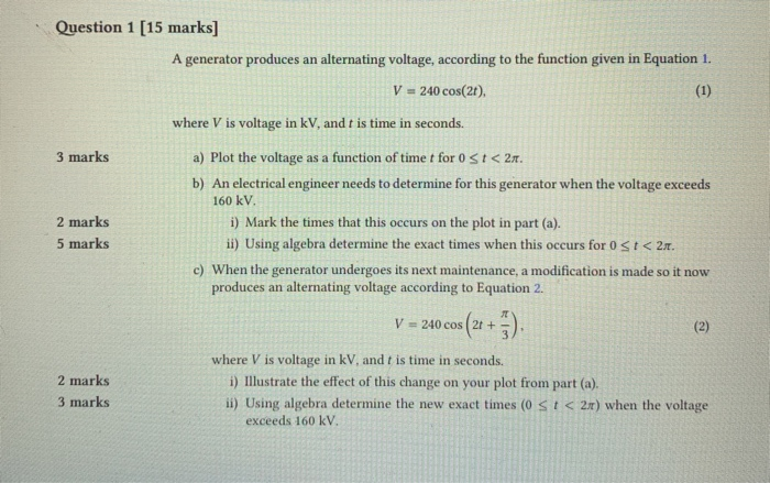 Solved Question 1 [15 marks] A generator produces an | Chegg.com