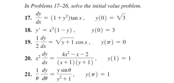 Solved In Problems 17-26, solve the initial value problem. | Chegg.com