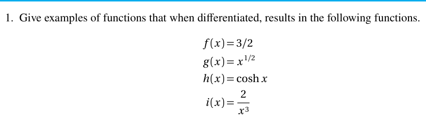 Solved Give examples of functions that when differentiated, | Chegg.com