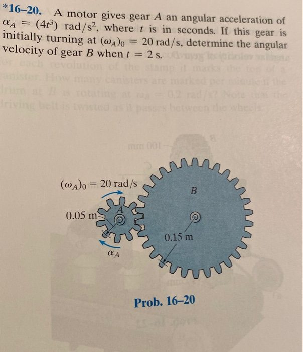 Solved 10-20. A motor gives gear A an angular acceleration | Chegg.com