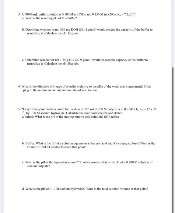 Solved 3. A 500.0−mL buffer solution is 0.100M in HNO2 and | Chegg.com