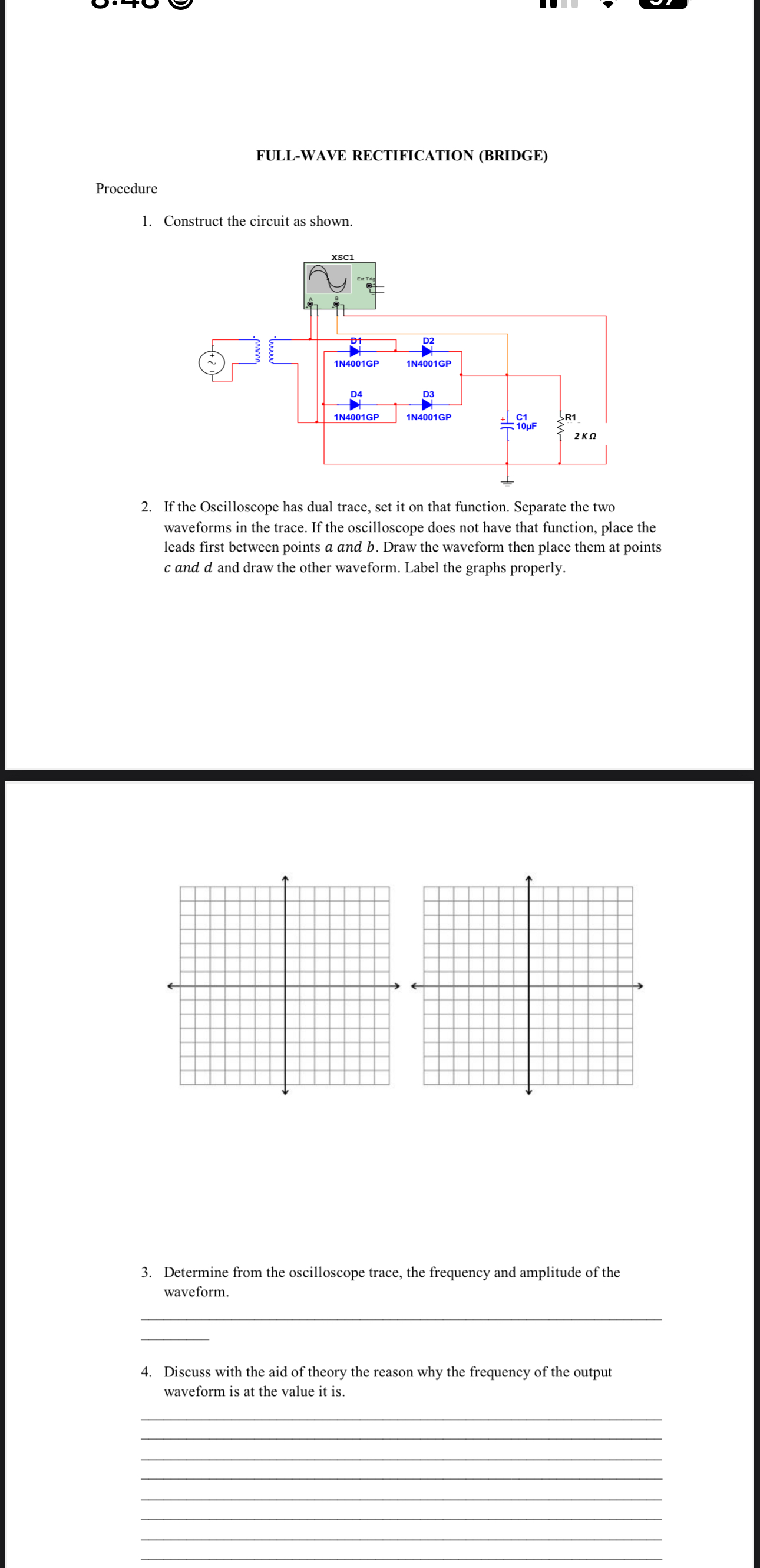 Full Wave Rectification Bridge Aim The Aimof This Chegg