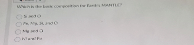 Solved Which is the basic composition for Earth's MANTLE?Si | Chegg.com