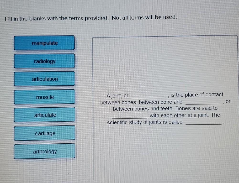 Solved Fill in the blanks with the terms provided. Not all | Chegg.com