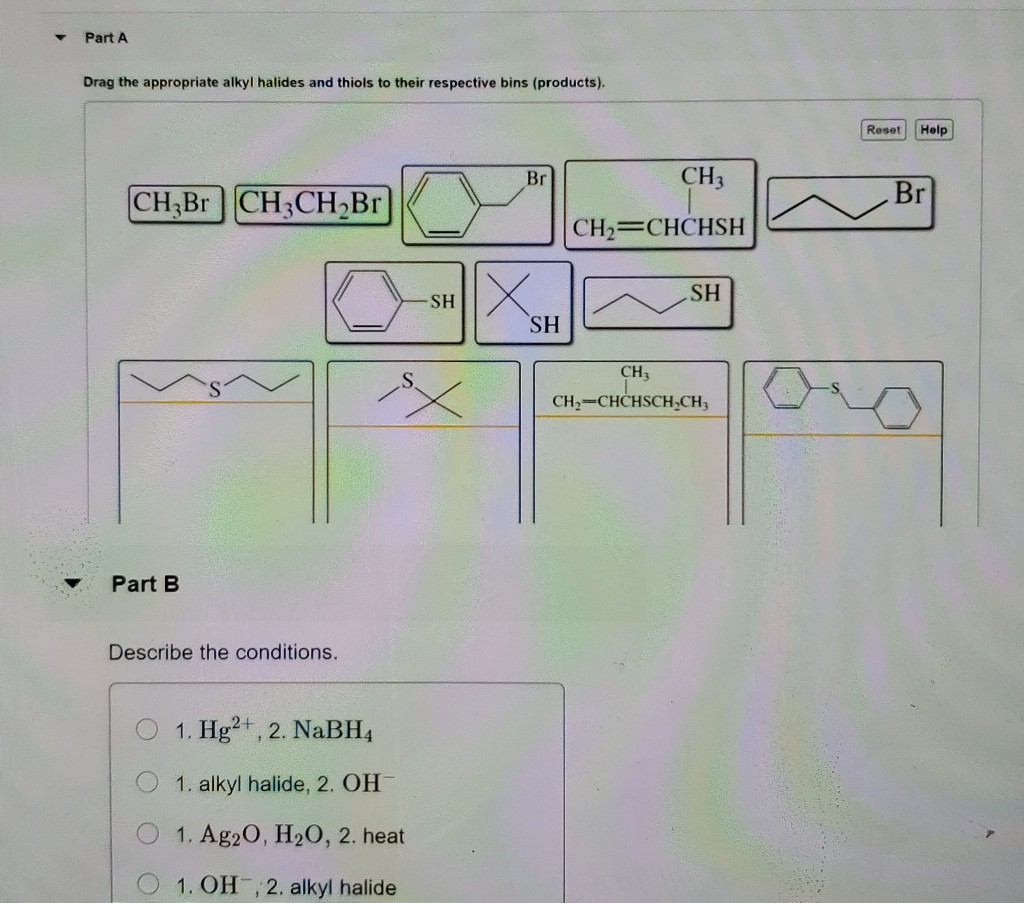 Solved Part A Drag the appropriate alkyl halides and thiols | Chegg.com