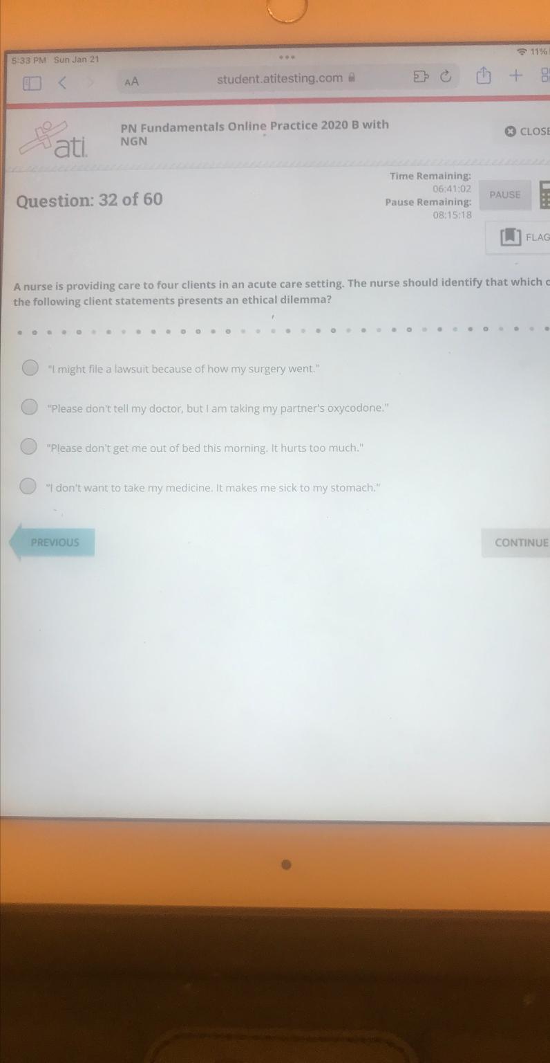 Solved PN Fundamentals Online Practice 2020 ﻿B with | Chegg.com