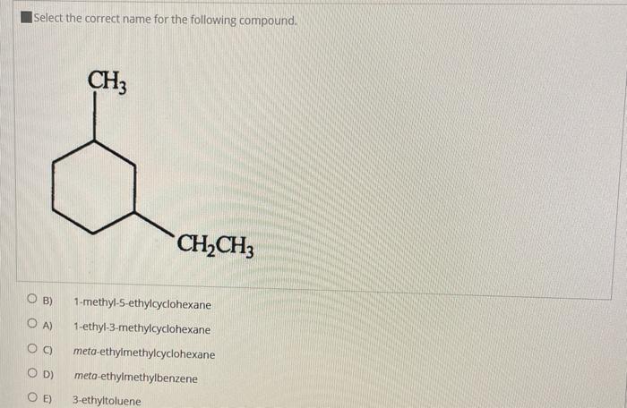 Solved Select the correct name for the following compound. | Chegg.com