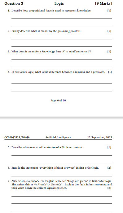 Solved Question 3logicdescribe How Propositional Logic Is