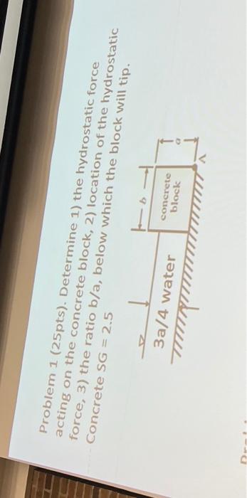 Solved Problem 1 (25pts). Determine 1) the hydrostatic force | Chegg.com Solved Problem 1 (25pts). Determine 1) the hydrostatic force | Chegg.com