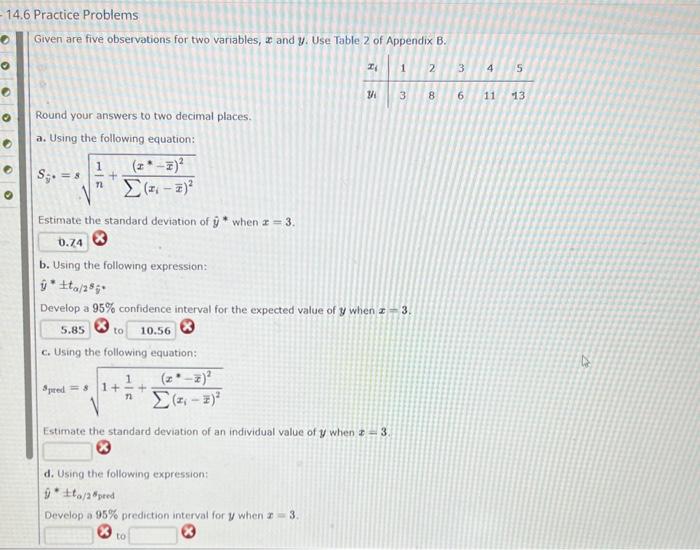 Solved Given are five observations for two variables, x and | Chegg.com