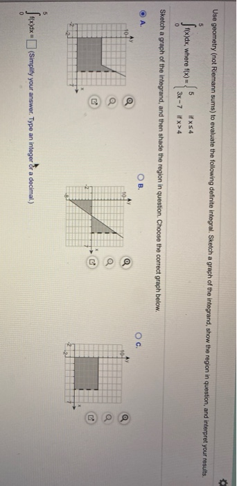 Solved Use Geometry Not Riemann Sums To Evaluate The 