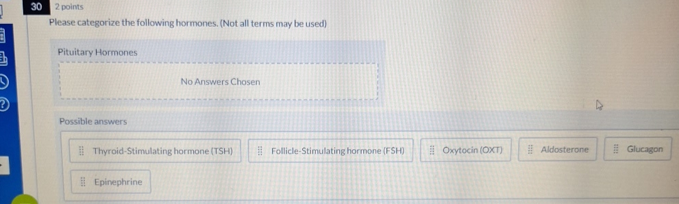 Solved 302 ﻿pointsPlease categorize the following hormones. | Chegg.com
