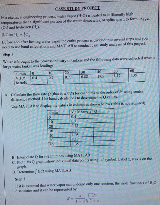 CASE STUDY PROJECT In a chemical engineering process, | Chegg.com