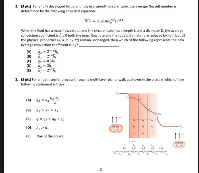 Solved 2. (3 pts) For a fully developed turbulent flow in a | Chegg.com