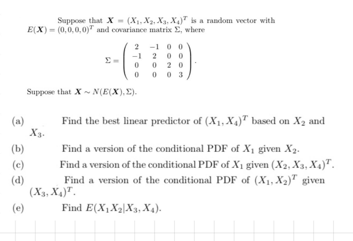 Solved Suppose that x=(x1,x2,x3,x4)T ﻿is a random vector | Chegg.com