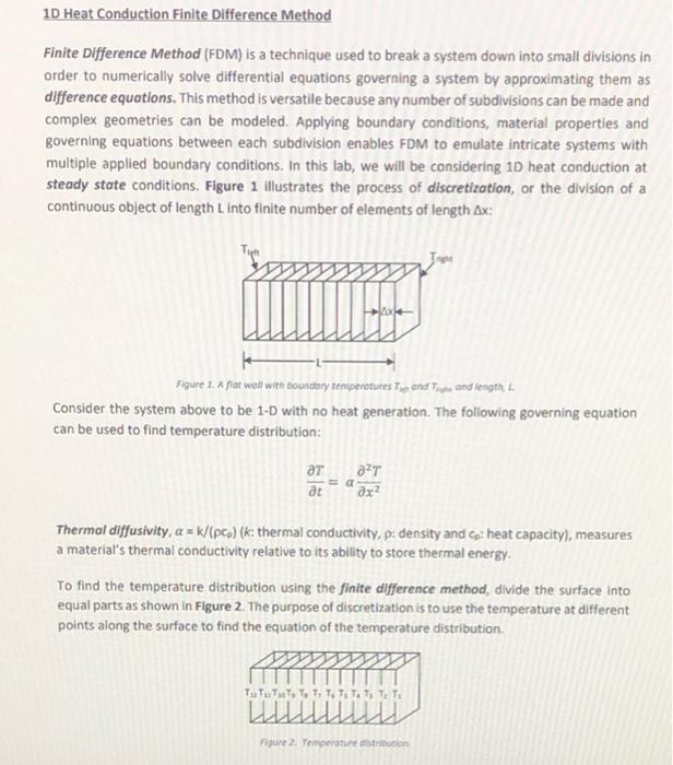 Solved 1d Heat Conduction Finite Difference Method Finite