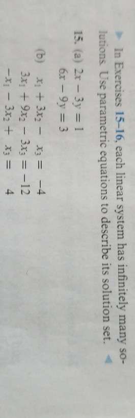 Solved In Exercises 15-16, each linear system has infinitely | Chegg.com