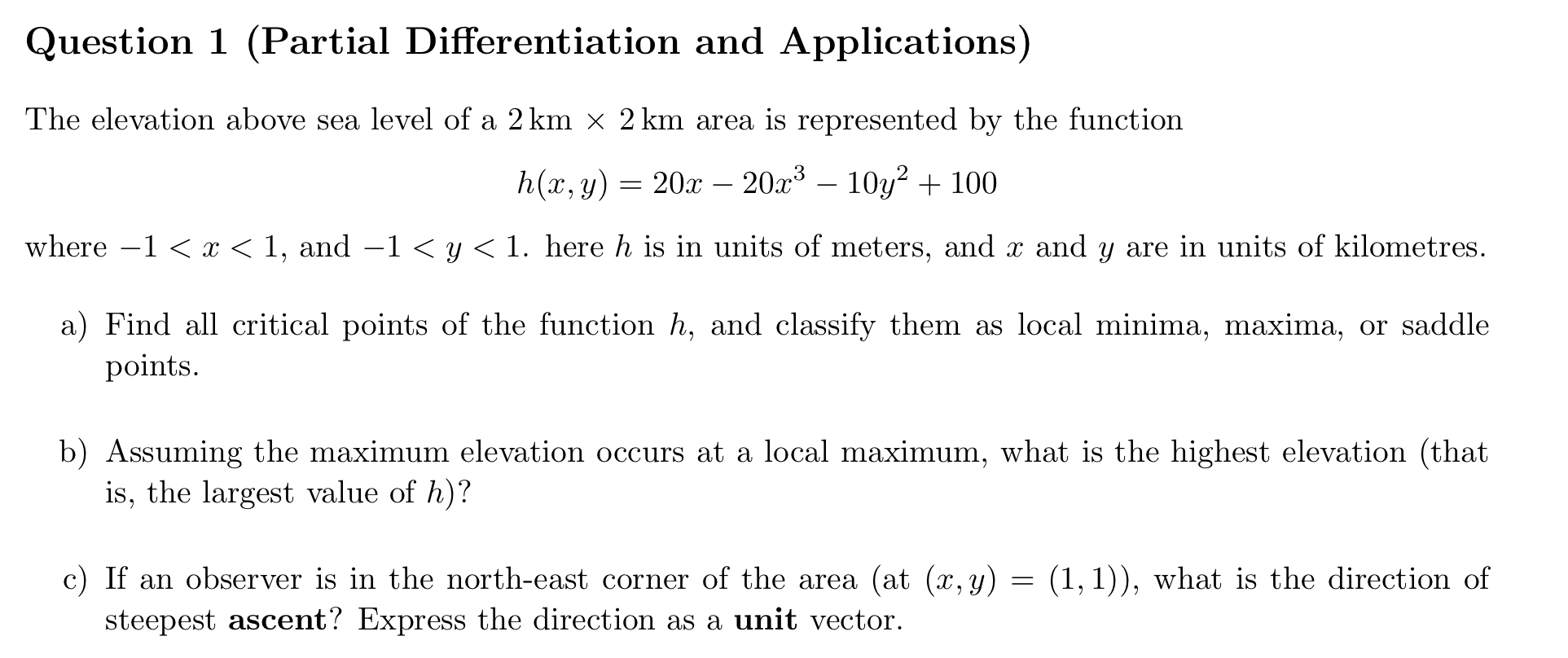 Solved Question 1 (Partial Differentiation and | Chegg.com