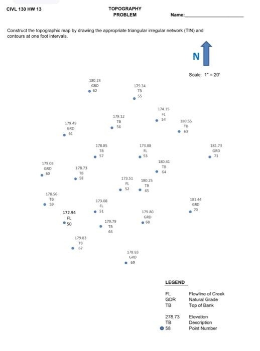 Solved Construct the topographic map by drawing the | Chegg.com