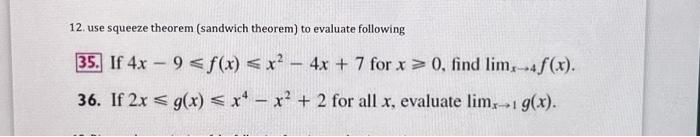 Solved 12. use squeeze theorem (sandwich theorem) to | Chegg.com
