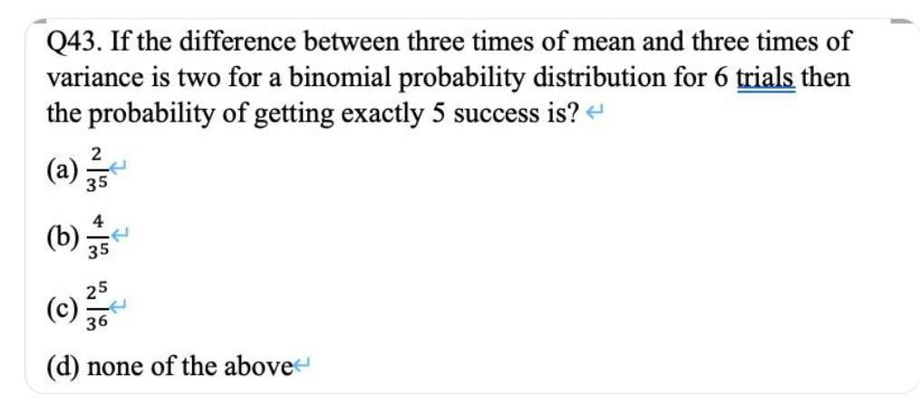 Solved Q43. If the difference between three times of mean | Chegg.com