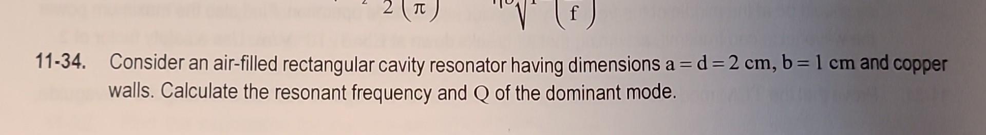 Solved 11-34. Consider an air-filled rectangular cavity | Chegg.com