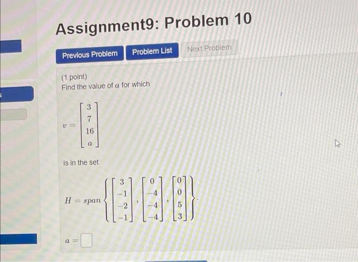 Solved Assignment9: Problem 1 Previous Problem Problem List | Chegg.com
