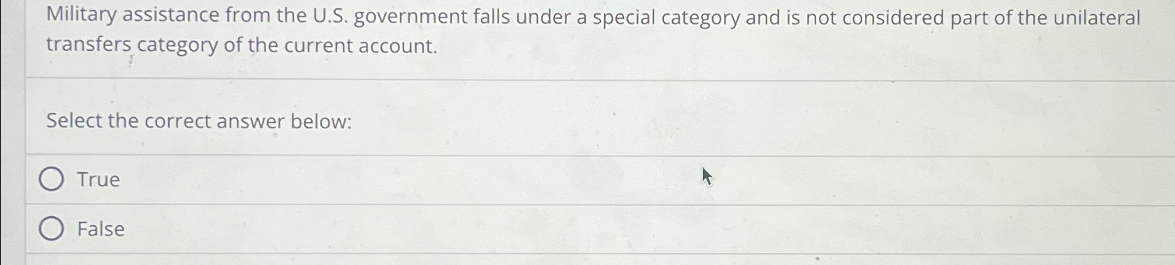 Solved Military assistance from the U.S. ﻿government falls | Chegg.com