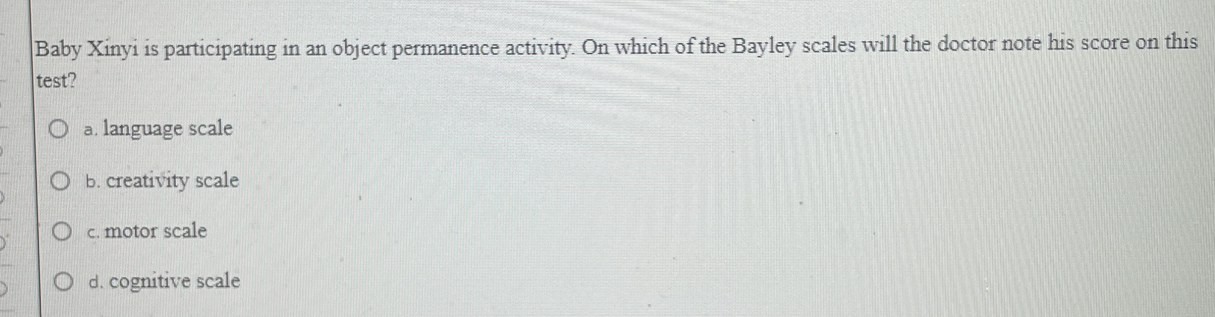 Solved Baby Xinyi is participating in an object permanence | Chegg.com