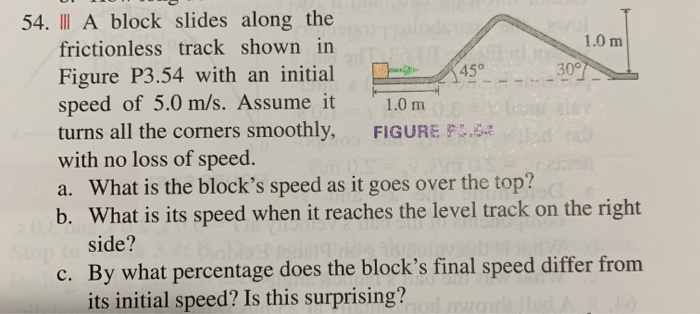 Solved 54. || A block slides along the frictionless track | Chegg.com