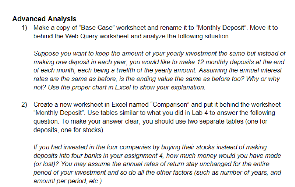 Solved Advanced Analysis1) ﻿Make a copy of "Base Case" | Chegg.com