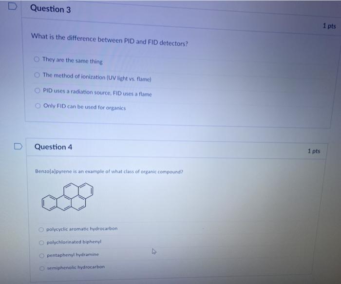 Solved Question 3 1 pts What is the difference between PID | Chegg.com