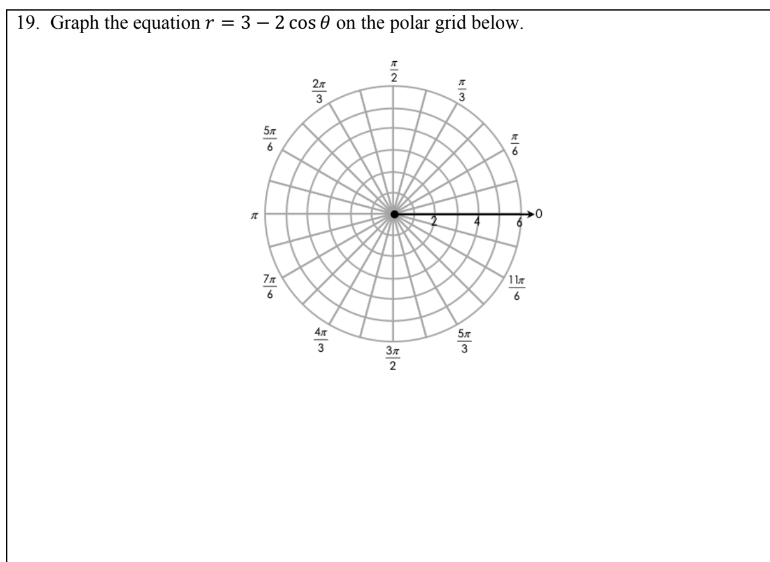 Solved Graph the equation r=3-2cosθ ﻿on the polar grid | Chegg.com