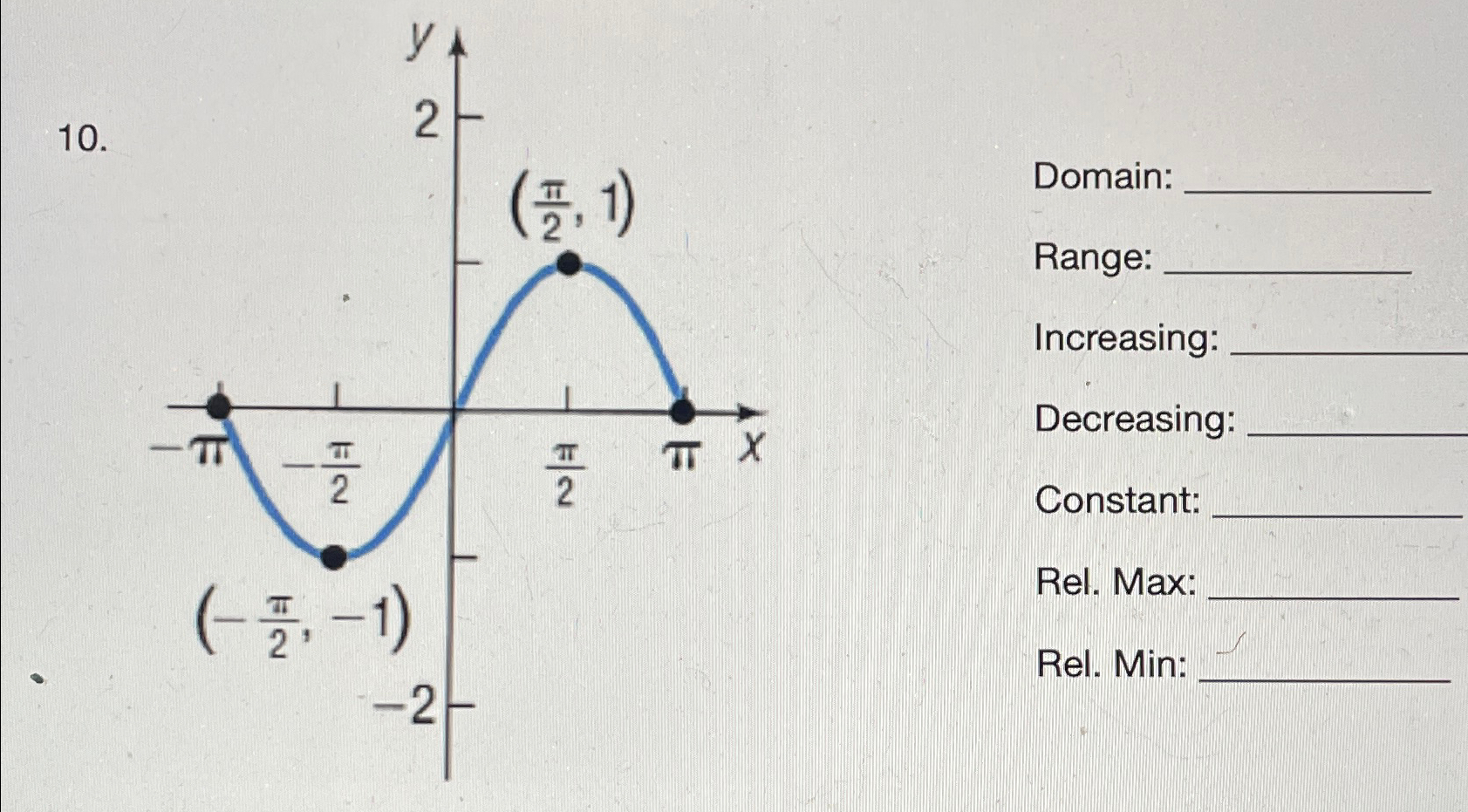 Solved Domain:Range:Increasing:Decreasing:Constant:Rel. | Chegg.com
