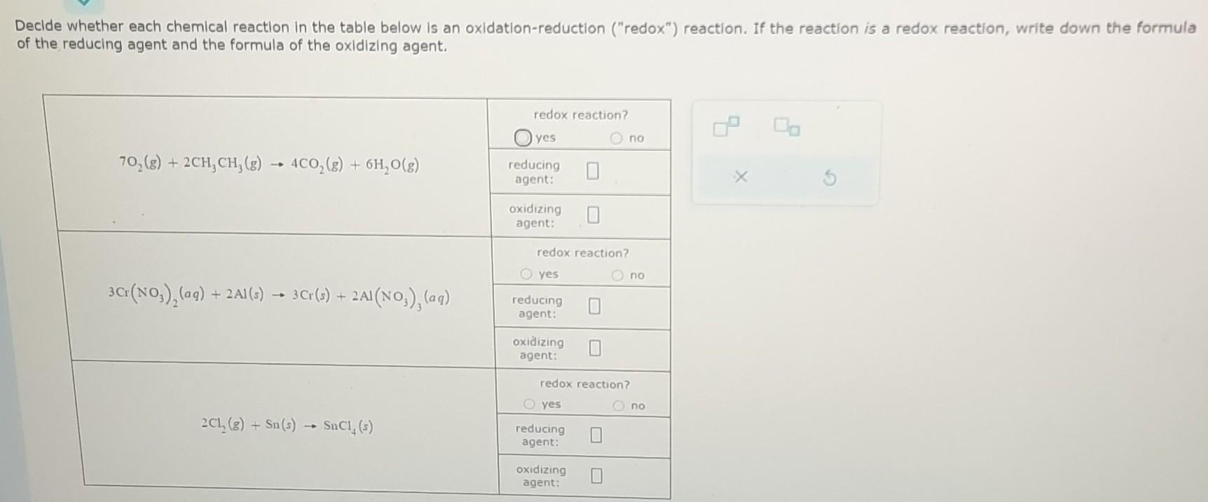 Solved Decide Whether Each Chemical Reaction In The Table