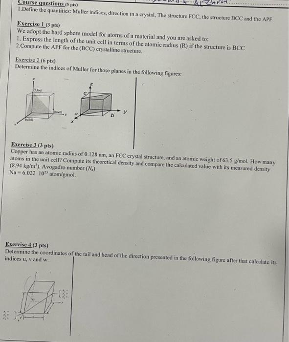Solved 1. Define the quantities: Muller indices, direction | Chegg.com